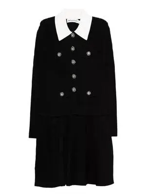 SELF-PORTRAIT Embellished Collared Mini Dress - Black