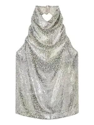Stella McCartney Halterneck Textured Velvet Top - Silver