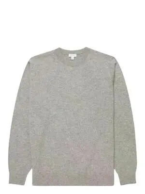 Sunspel Crew Neck Long Sleeve Sweater - Grey