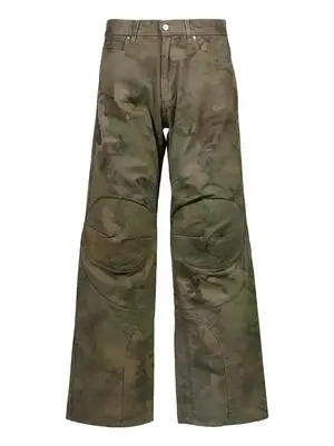 PDF Camouflage Trousers With Paneled Knees - Green