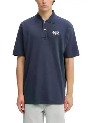Maison Kitsuné Embroidered-logo Polo Shirt - Blue
