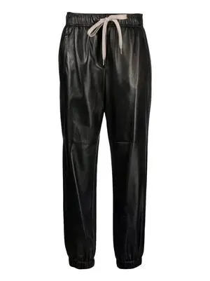 BRUNELLO CUCINELLI Leather Trousers With Elasticated Waistband