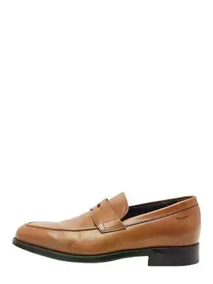 FERRAGAMO Leather Penny Loafer Shoes - Brown