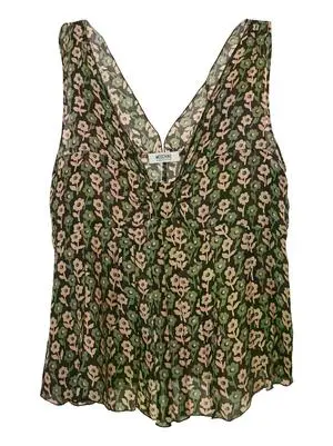 Moschino 2024 Floral Print Silk Top - Green