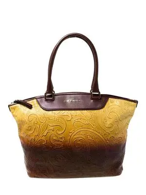 Etro Paisley Motif Leather Tote Bag - Yellow