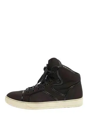 LANVIN High Top Panelled Lace Up Sneakers - Red