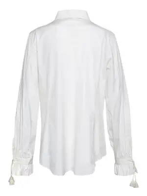 Gianfranco Ferre Long-sleeve Button-up Shirt With Pleated Sleeves And Tie Cuffs - White