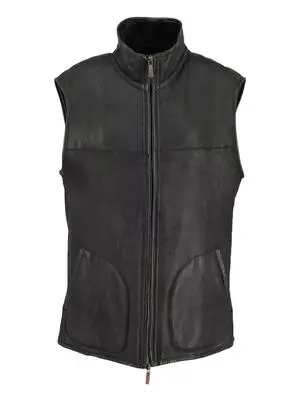 LARUSMIANI Sleeveless Leather Vest With Zip Fastening And Patch Pockets - Nero