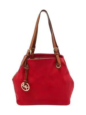 Michael Kors Canvas Leather Shoulder Bag - Red