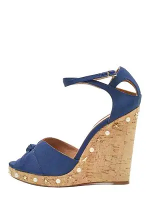 AQUAZZURA Pre-owned 130mm Peep-toe Wedge Sandals - Blue