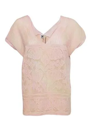 Missoni Floral Lurex-knit V-neck Top - Pink