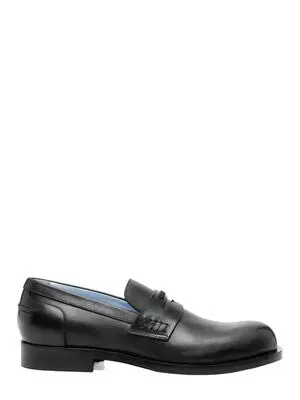 Versace Leather Loafers With Embossed Logo Detail - Black