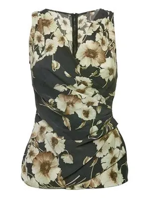 Dolce & Gabbana Sleeveless Floral Drape Top - Black