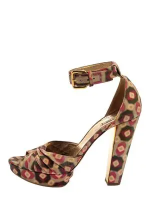 Miu Miu 125mm Leather Heeled Sandals - Neutrals
