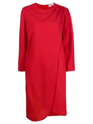 Valentino Garavani 1980s Draped Wool Shift Dress - Red