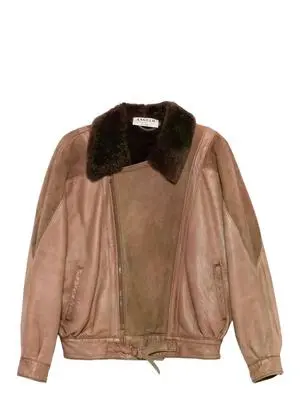 A.N.G.E.L.O. VINTAGE CULT 1980s Leather Jacket With Fur Collar - Brown