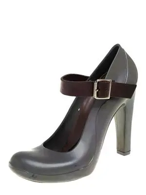 Marni Leather Mary Jane High Heel Sandals - Grey