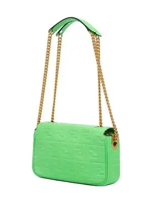 Fendi Zucca Embossed Chain Midi Baguette Shoulder Bag - Green