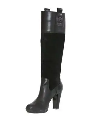 TOD'S Knee-high Leather And Suede Boots - Black
