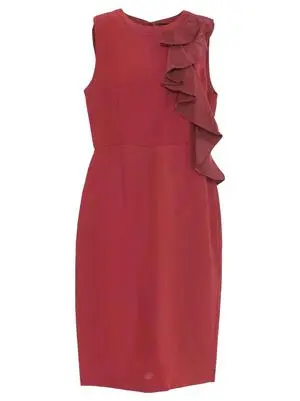 Max Mara Sleeveless Ruffle Detail Midi Dress - Red