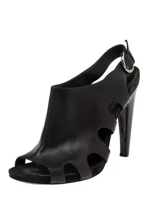 SERGIO ROSSI Sergio Rossi Vintage Black Patent Leather Cutout Sandals