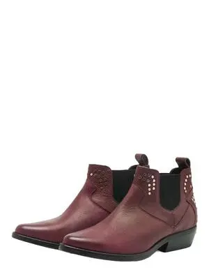 Zadig&Voltaire Burgundy Studded Cowboy Boots - Red