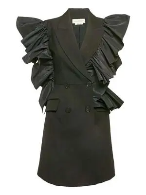 Alexander McQueen Ruffled-detail Mini Dress - Black