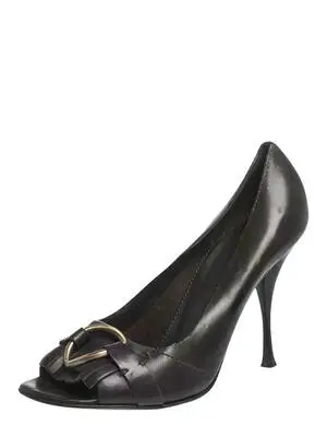 Saint Laurent Leather Heeled Pumps - Brown