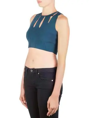 Cushnie Ribbed Cut-out Top - Blue