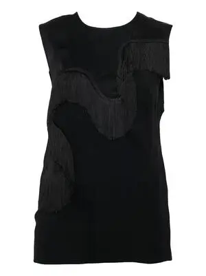 Stella McCartney Sleeveless Fringe Detailing Crewneck Top - Black