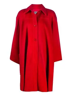 Gianfranco Ferre 1980s Wool Blend Cape Coat - Red