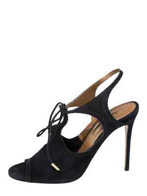 AQUAZZURA 100mm Suede Heeled Sandals - Blue