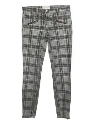 Current/Elliott Soho Plaid Zip Stiletto Trousers - Grey