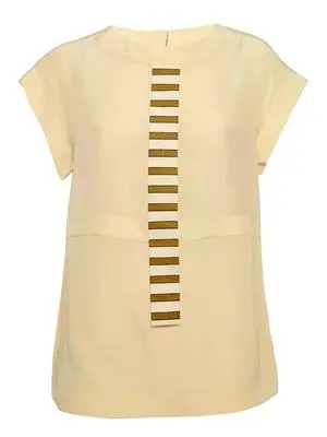 Fendi Silk Stripe Detail Blouse - Neutrals