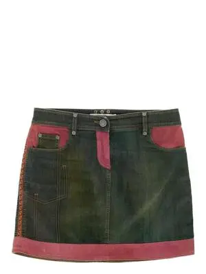 Dior 2000s Colour-block Denim Skirt - Grey