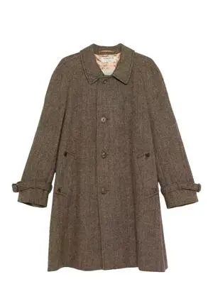 A.N.G.E.L.O. VINTAGE CULT 1990s Herringbone Front Button Fastening Coat - Brown