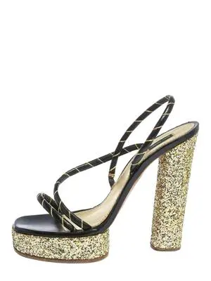 Marc Jacobs Glitter Embellished Platform Sandals - Black