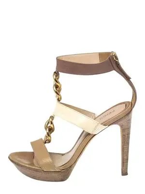 Fendi Chain Embellished Platform High Heel Sandals - Neutrals