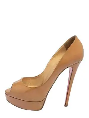 CHRISTIAN LOUBOUTIN Beige Leather Peep-toe Platform Stilettos - Neutrals