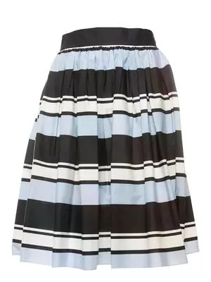 DOLCE & GABBANA Dolce & Gabbana Striped Pleated Cotton Midi Skirt