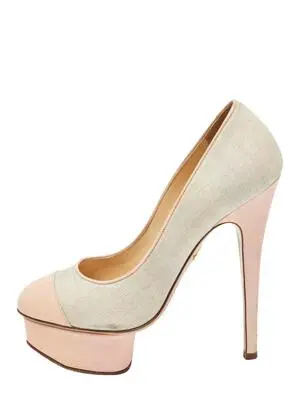 CHARLOTTE OLYMPIA Pre-owned 140mm Canvas Platform Pumps - Neutrals