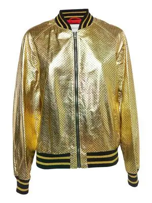 Gucci Gold-tone Perforated Bomber Jacket - Metallic