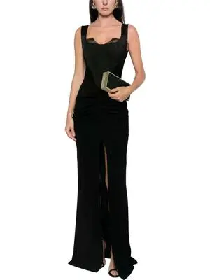 SILK LOVE & LACE Evelyn Corset Maxi Dress - Black