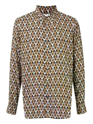 PORTS V Geometric Print Long-sleeve Shirt - Multicolour