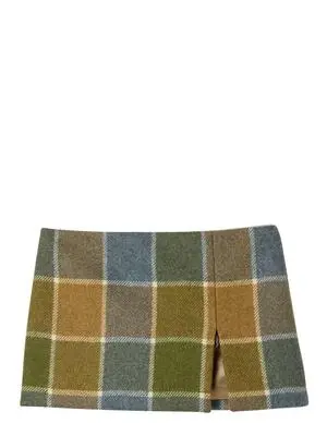 Miu Miu Miu Miu Wool Check Mini Skirt Brown