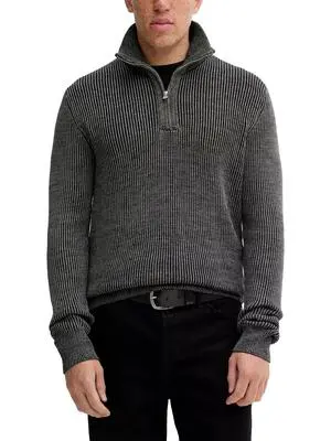 Marc O'polo Half-zip Ribbed Sweater - Grey