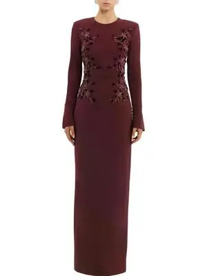 Rebecca Vallance Lulee Embellished Long-sleeve Maxi Dress - Red