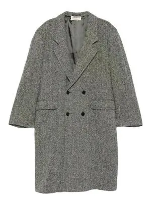 A.N.G.E.L.O. VINTAGE CULT 1980s Double-breasted Herringbone Coat - Black