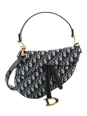Dior Saddle Handbag With Strap Oblique Canvas Medium Shoulder Bag - Blue