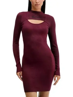 Karl Lagerfeld Ribbed Knit Mini Dress - Red